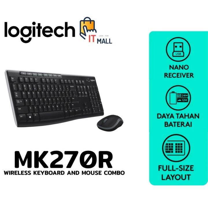 Keyboard Mouse Combo Logitech Cordless Mk270r 2in1 Wirelesseng Thai