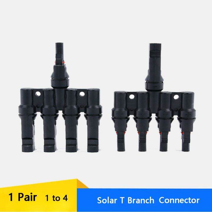 ↂ IP67 T Branch Parallel Connection Adaptors 1 to 4 Male and Female ...