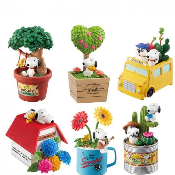 Sanrio Snoopy วันสีเขียวอะนิเมะรูปสีเขียวกระถางพืชเครื่องประดับตาราง ...