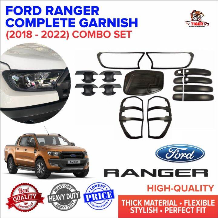 Ford Ranger 2018-2022 Garnish Matt Black / Complete Set / Garnish Cover ...