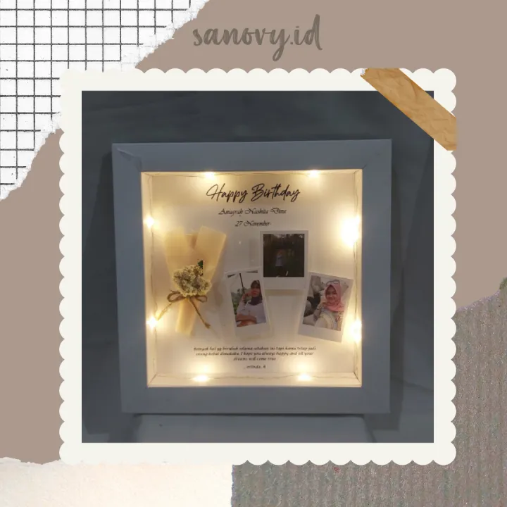 FRAME 3D ESTETIK UKURAN 20X20/PIGURA UNIK/KADO ULANG TAHUN/KADO ...
