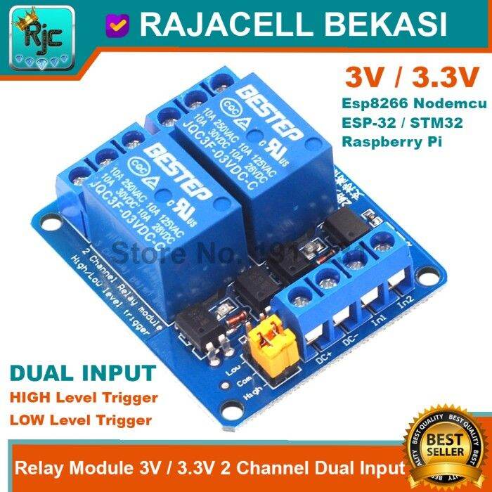 Relay Module 3.3V 3V 2 Channel Dual Input High Low Trigger for ESP8266 | Lazada Indonesia