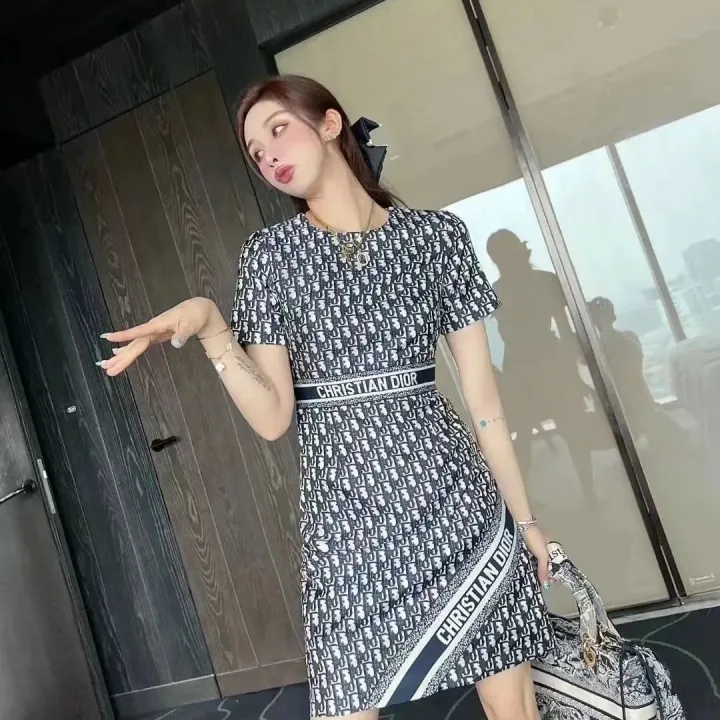 DIORR Summer New 2022พิมพ์ Monogram Dress | Lazada.co.th