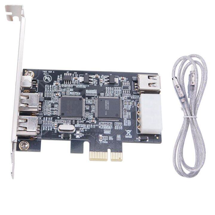 PCI-E 1X IEEE 1394A 4 Port(3+1) Firewire Card Adapter 1394 a PCIe with 6 Pin to 4 Pin IEEE 1394 ...