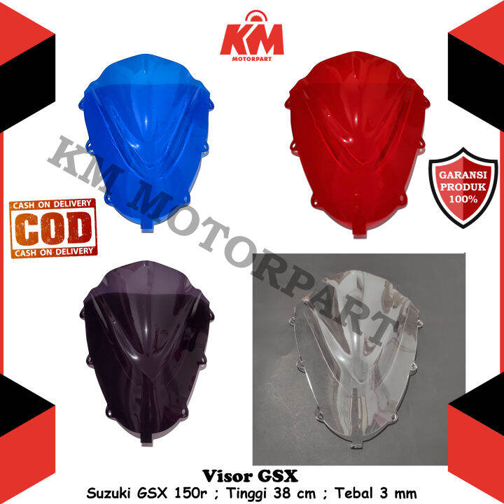 Kaca Visor Windshield Gsx r150 Jenong Hitam Merah Biru Bening Tebal 3 ...