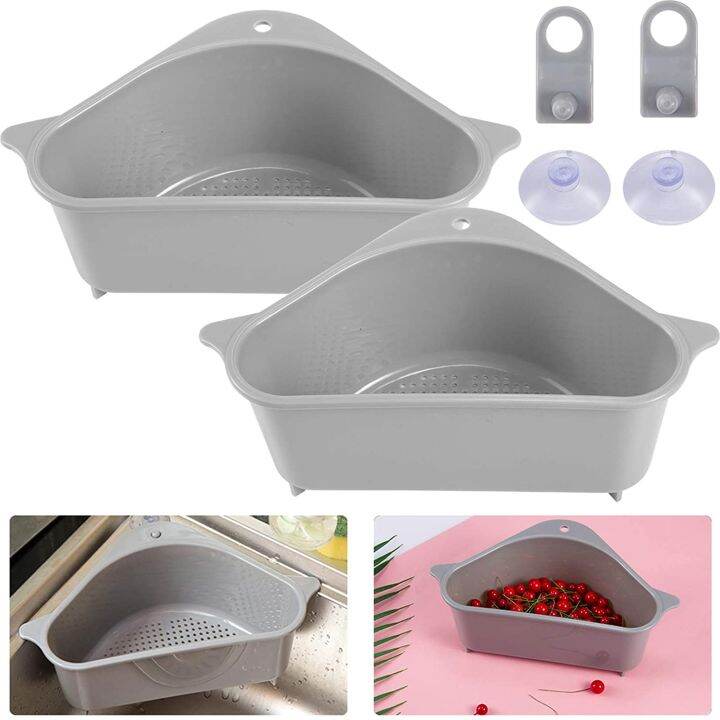 Kitchen Sink Drainer Triangle Multi-Function Strainer Leftovers Hanging ...