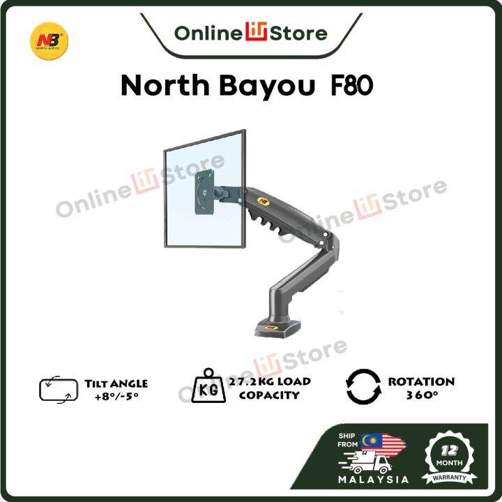 North Bayou NB F80 Gas Strut Desk Monitor Arm Monitor Mount Adjustable ...