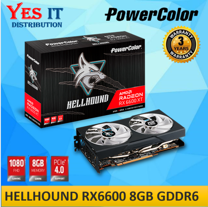 PowerColor AXRX 6600 8GBD6-3DHL Hellhound AMD Radeon™ RX 6600 8GB GDDR6 ...