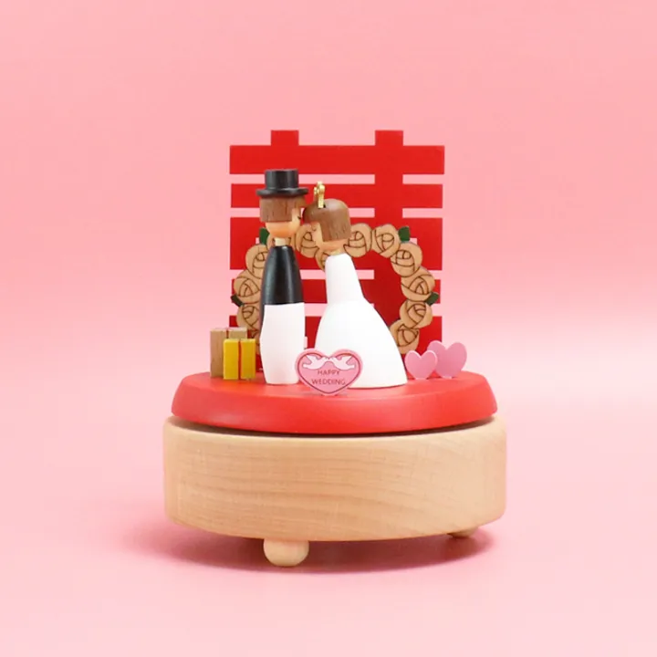 Rotating music box wooden wedding music box to send girlfriends, girls ...