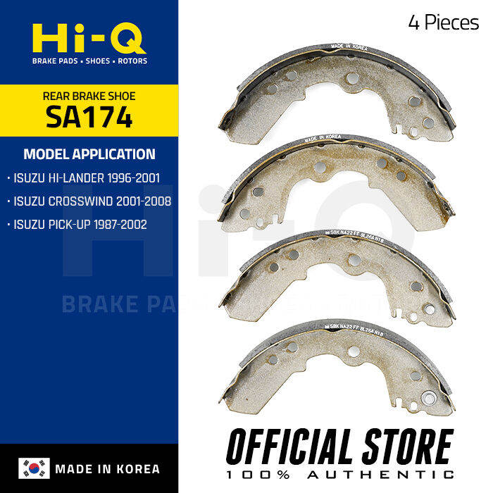 Hi-Q Rear Brake Shoes for Isuzu Hi-Lander 1996-2001, Crosswind 2001-2008, Pick-Up 1987-2002 ...