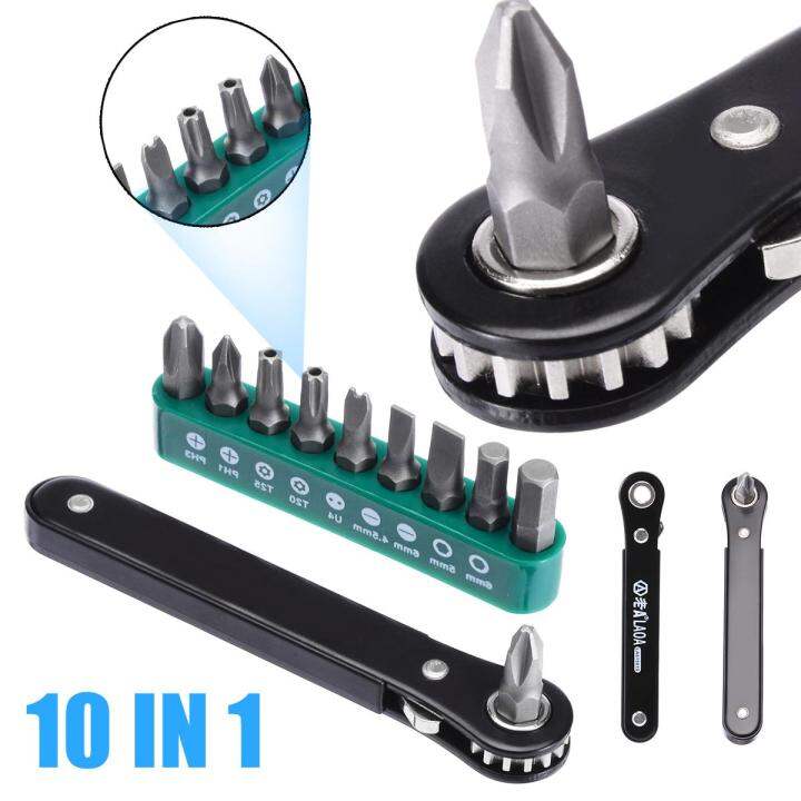 Idealworld 10 in 1 Mini Right Angle Offset Hand Ratchet Screwdriver ...