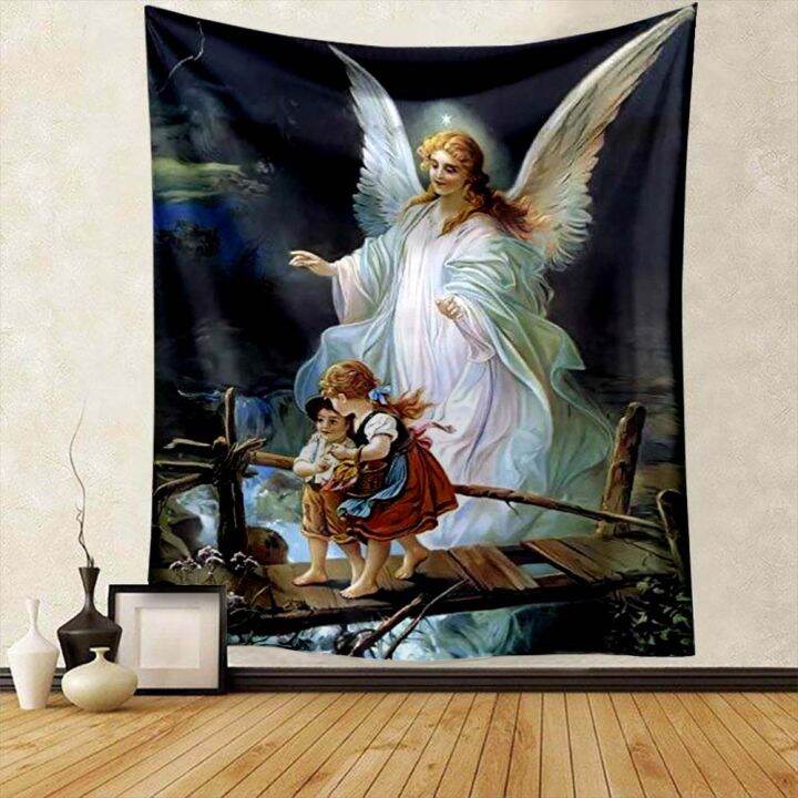 {Maimaibu} Guardian Angel Tapestry Jesus Virgin Mary Children Baby Room ...