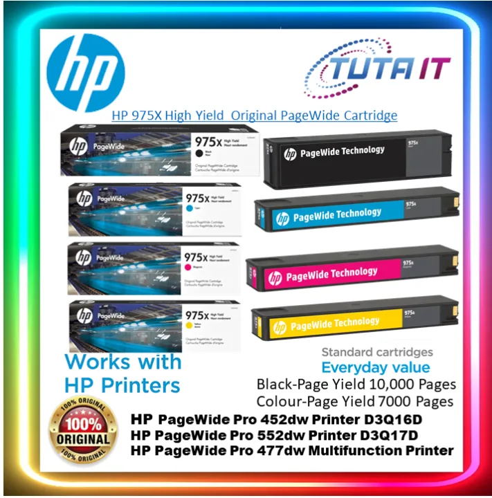 Ready stock]HP 975X High Yield Black, Cyan, Magenta, Yellow Original ...