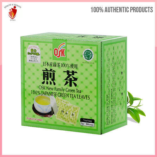 OSK NEW FAMILY JAPANESE GREEN TEA 100% JAPANESE TEA LEAVES MADE IN JAPAN 50 /20 BAGS (2g/BAG ...