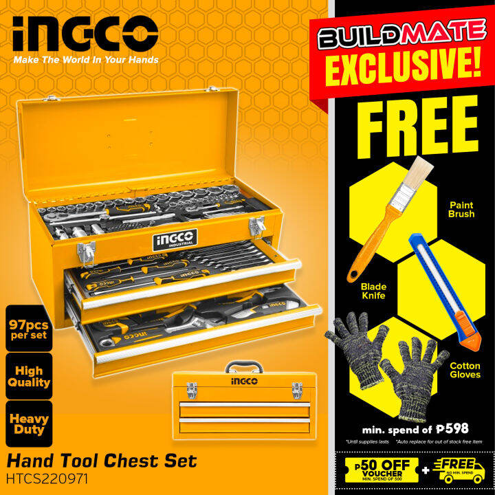 INGCO 97PCS Hand Tool Chest Set HTCS220971 •BUILDMATE• IHT | Lazada PH