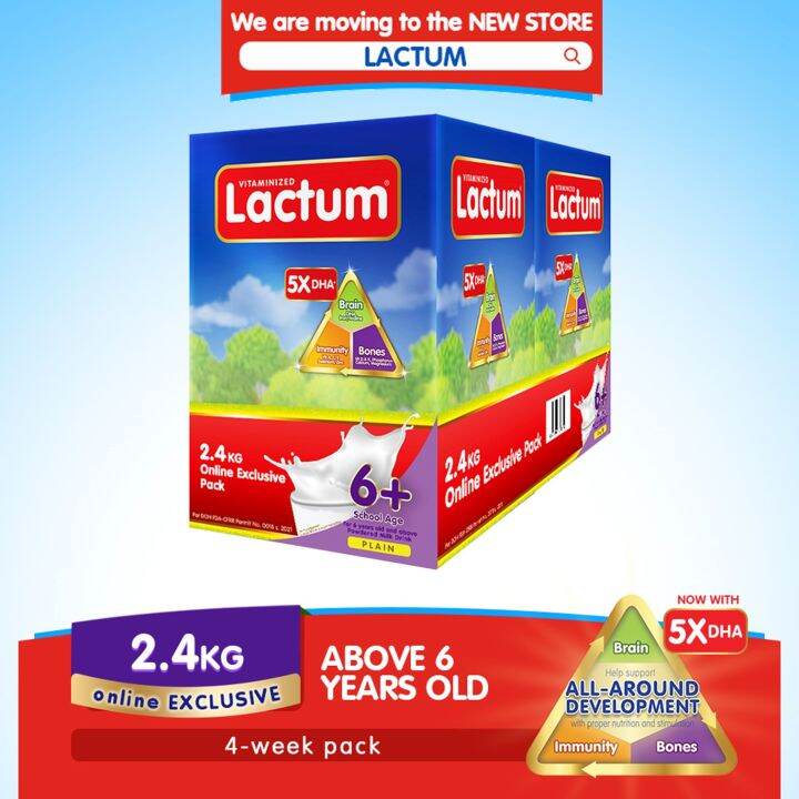 Lactum 6+ Plain 2.4kg Twin Pack (1.2kg x 2) Powdered Milk Drink for ...