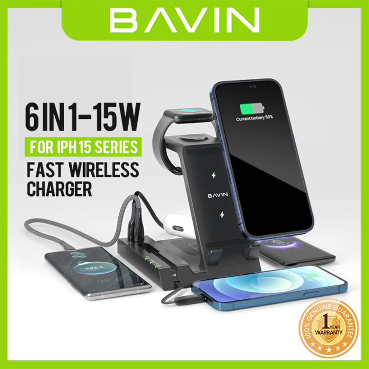 BAVIN PC056 6 in 1 Wireless Charging Dock For Smart Watch Multiple ...