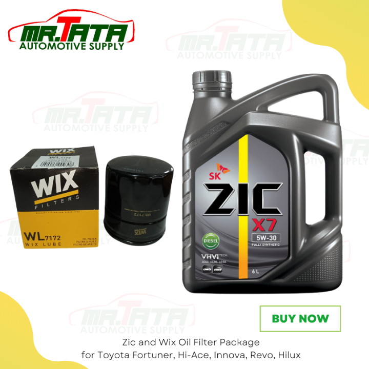 Zic X7 5w30 Diesel with Wix Oil Filter (WL7172) for Toyota Fortuner ...