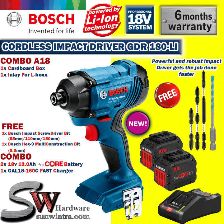 Bosch GDR180-LI Cordless Impact Driver Professional F.O.C Bosch Impact ...