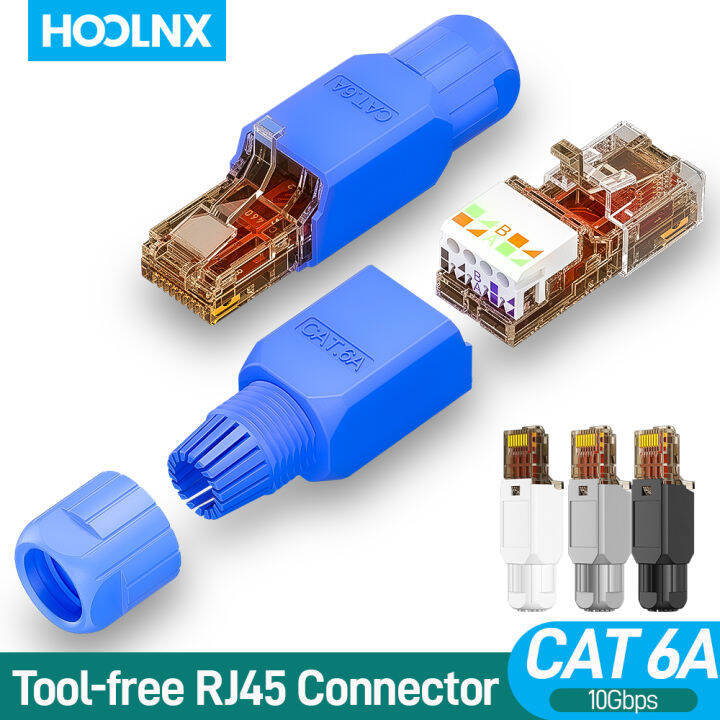 Hoolnx Tool Free RJ45 Connector, Tool Less UTP CAT6 CAT6A Field ...