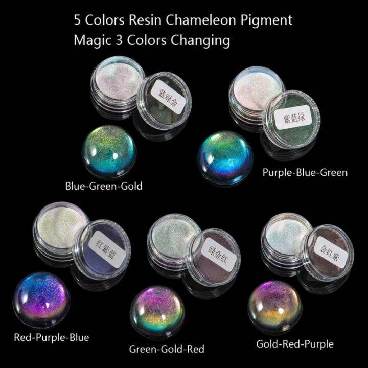 5สีเรซิ่น Chameleon Powder Color Shift Mica Powder สำหรับอีพ็อกซี่เร ...