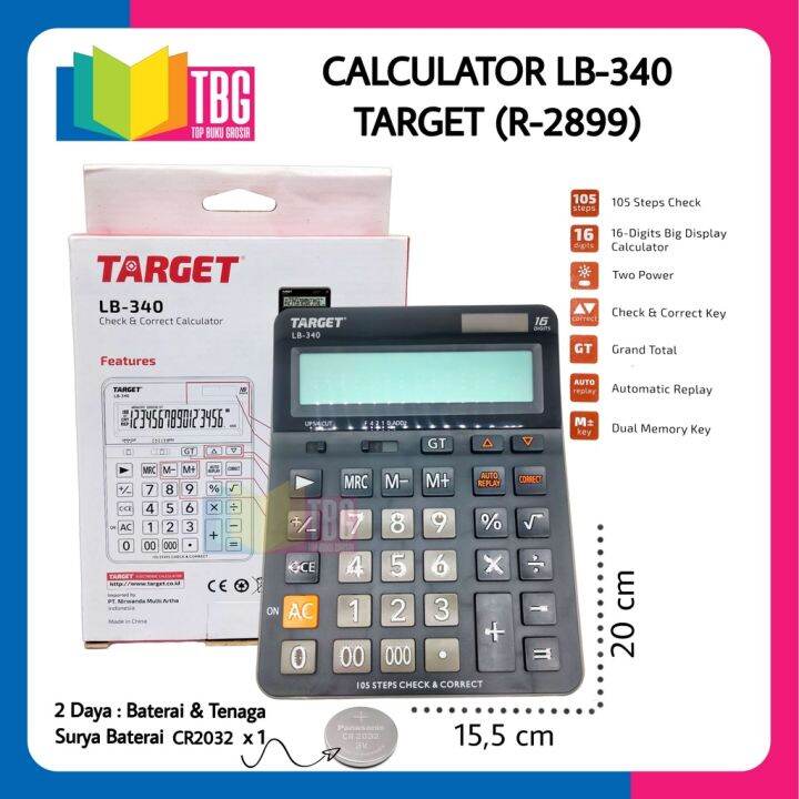 CALCULATOR LB340 TARGET / KALKULATOR 16 ANGKA / ALAT HITUNG/ CALCULATOR ...