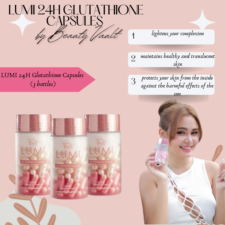 LUMI 24H Glutathione Capsules by Beauty Vault 60 capsules ( 3 Bottles ) - CatrionasCollection ...