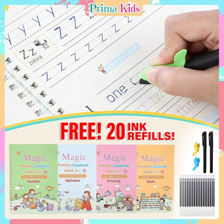 Free 5 Refills 1 Pen English Magic Practice Copybook Set Writing Kids ...