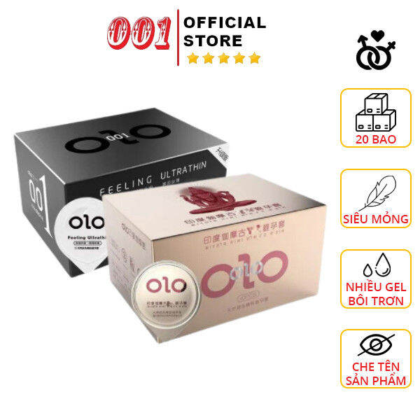 Bộ 2 hộp 20 chiếc bao cao su OLO 001, BCS OLO feeling ultrathin nhiều gel, OLO ấn độ hồng gân ...