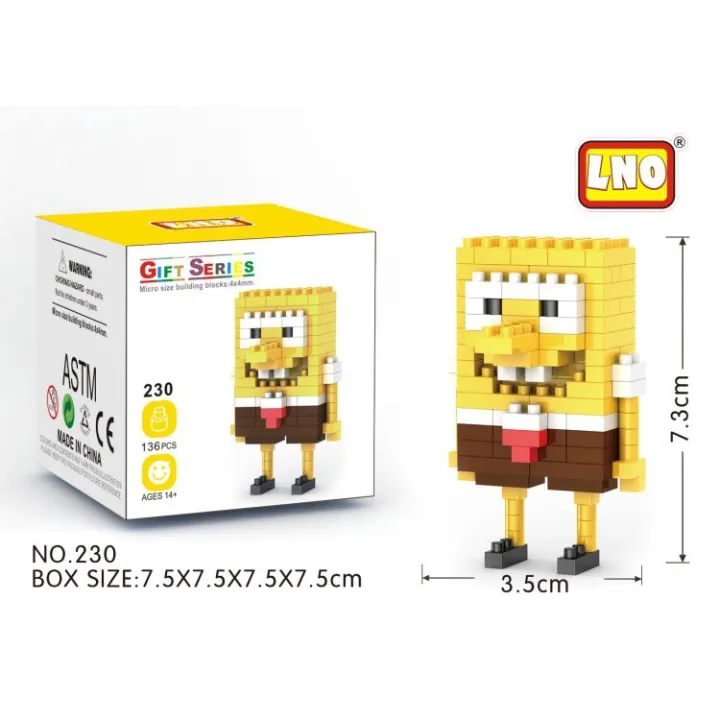 NEW SpongeBob Minion Piestar crab Squidward Nano Diamond Building ...