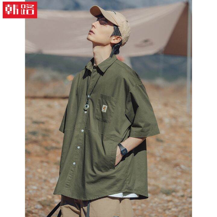 New ☸ Hanlu ผู้ชายระบบภูเขาเครื่องมือเครื่องมือเสื้อเชิ้ตแขนสั้นผู้ชาย ...