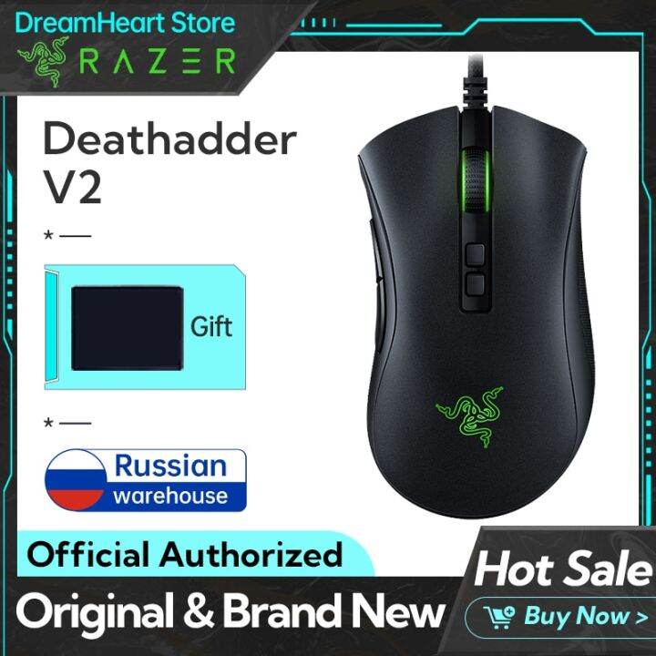 Original Razer DeathAdder V2 Wired Gaming Mouse Gamer 20000DPI E-Sports ...