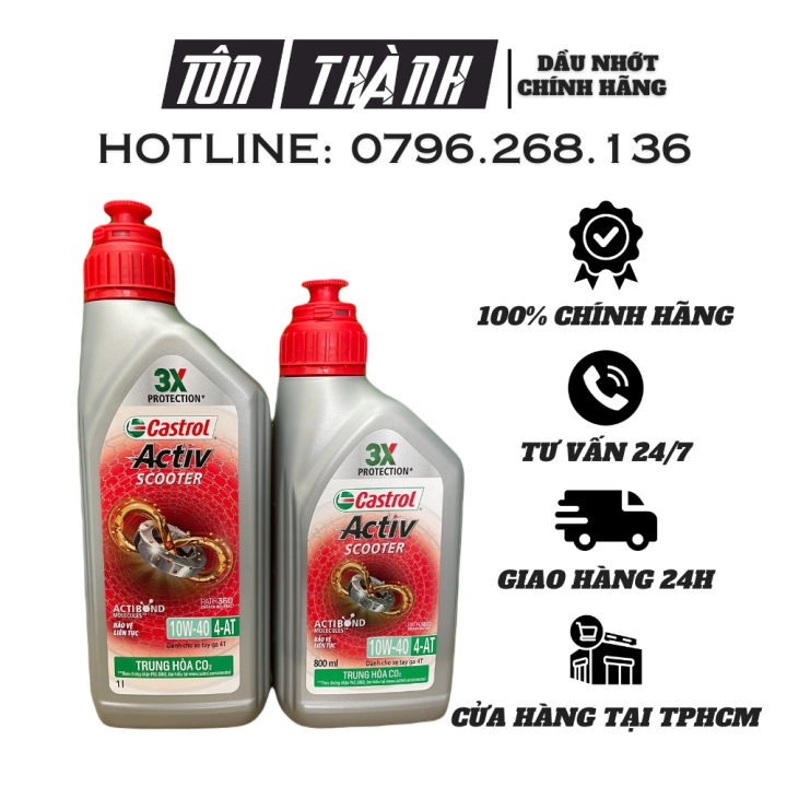 Dầu Nhớt Mát Máy Tay Ga Castrol Activ Scooter 10W40 ( 1L & 0.8L ...