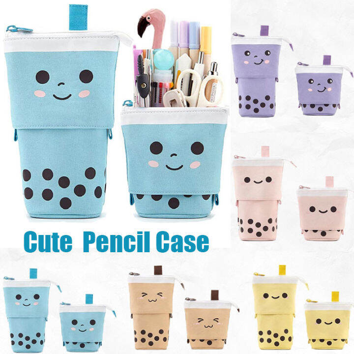 Cute Creative Retractable Pencil Case Boba Milk Tea Pen Pencil ...