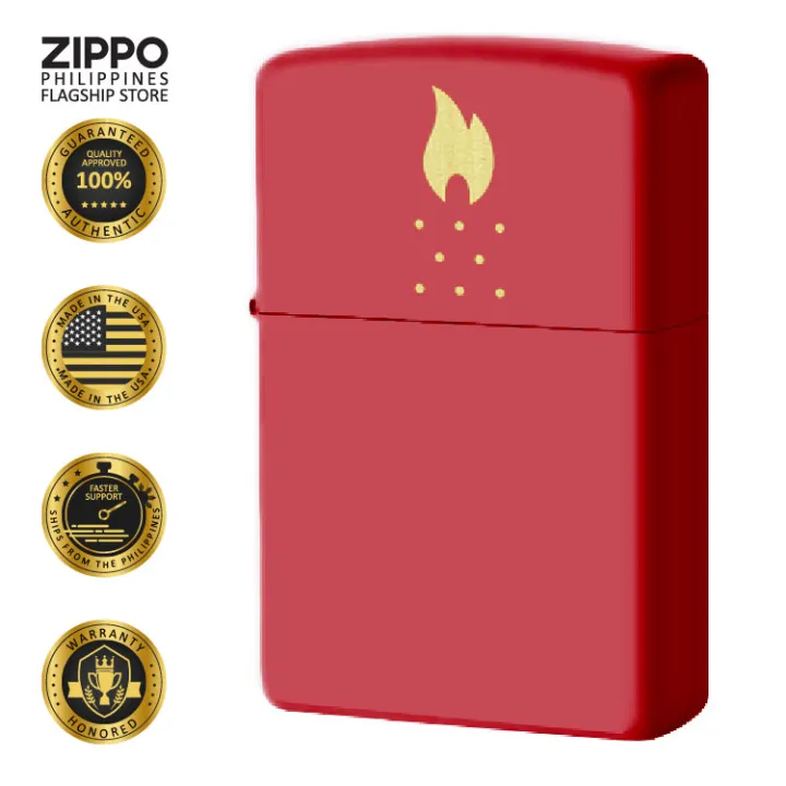 Zippo Windproof Lighter Classic Red Matte Chimney Holes | Lazada PH