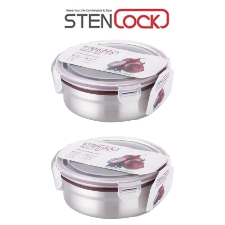 Stenlock Classic Stainless Steel Sealing Container Round No.5 700ml Twin Pack | Lazada PH