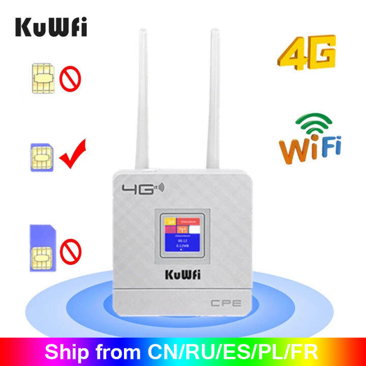 KuWfi 4G Sim Card Wifi Router CAT4 150Mbps Wireless CPE Router 4G LTE ...
