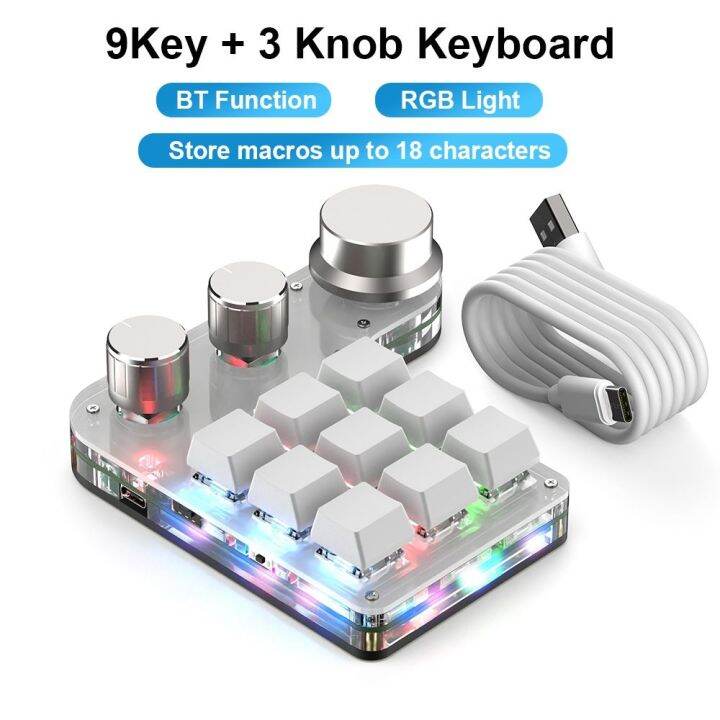HVEYZB Hotswap Copy Paste Mechanical Macropad Programming Macro Custom Keyboard 9 Key 3 Knob ...
