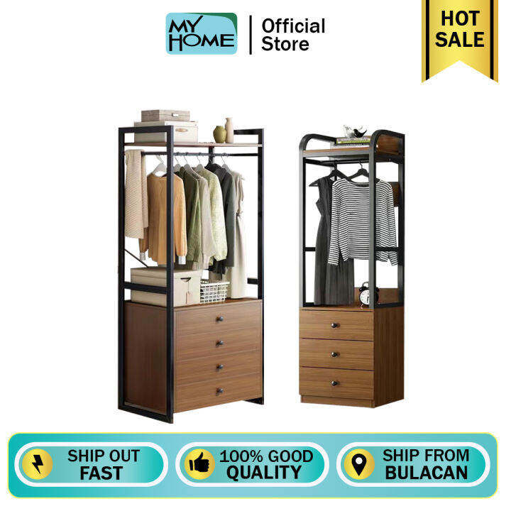 MYHOME Coat Rack European Style Drawer Wardrobe Bedroom Hanger Floor ...