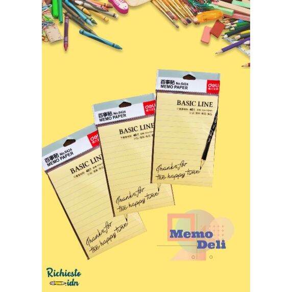 Deli Memo Paper Basic Line 6424/Catatan/Notes/St | Lazada Indonesia