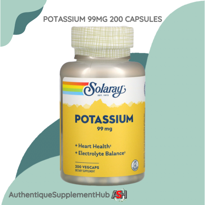 Solaray, Potassium, 99 mg, 200 Capsules - Heart Health - Electrolyte ...