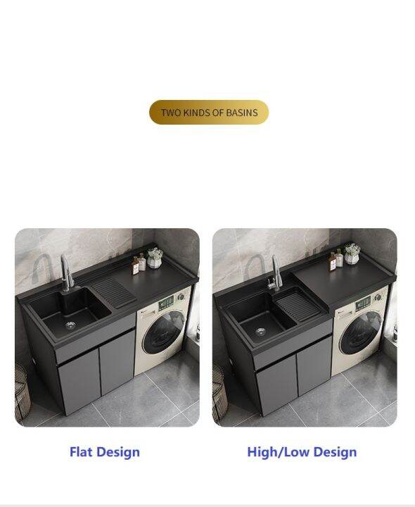 (SG Stock!!!) Grey or black color quartz basin with allumium washing ...