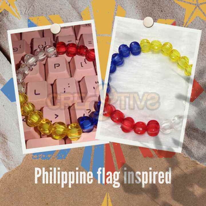 Philippine flag inspired bracelet/ stretchable/ beads | Lazada PH