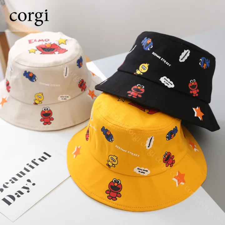 Bucket Hats Summer Korean Unisex Cartoon ELMO Fisherman Cap #MZ056 ...