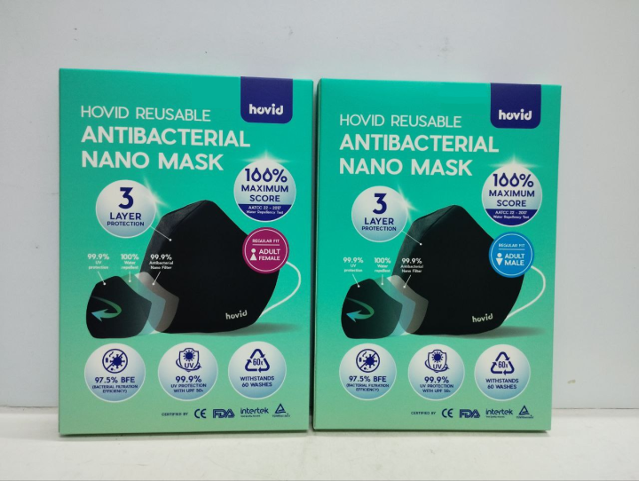 Hovid Reusable Antibacterial Nano Mask Regular Fit Male / Female (3 ...