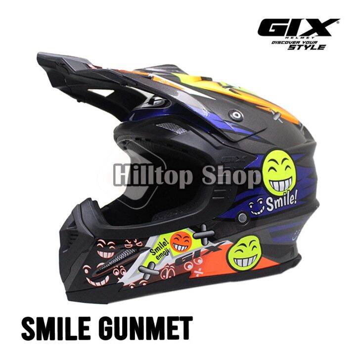 Helm GIX Cross Trail Smile Full Face Trail Trabas Helmet | Lazada Indonesia
