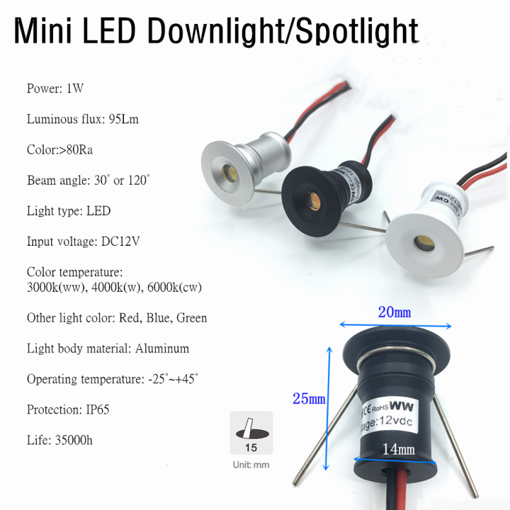 1W Mini Led Downlight IP65 Ambient Spotlight 12V Focos Spot Bulb Light ...