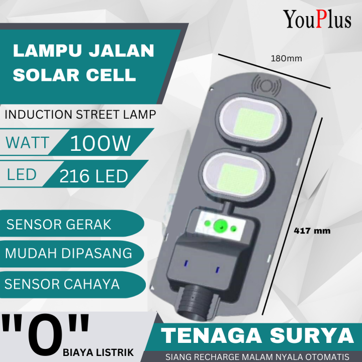 LAMPU JALAN SOLAR CELL 100 WATT ALL IN ONE 100W - LAMPU TENAGA MATAHARI ...