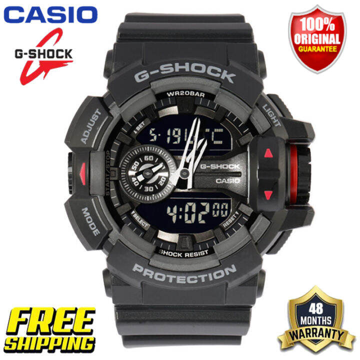ต้นฉบับ G-Shock GA400 ผู้ชายกีฬานาฬิกาคู่แสดงเวลา 200 เมตรกันน้ำกันกระแทกเวลาโลก LED แสง ...