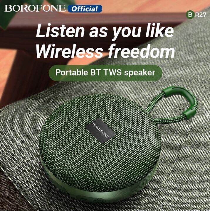 BOROFONE BR27สเตอริโอกีฬาลำโพงบลูทูธไร้สายแบบพกพาลำโพงขยายเสียงกลางแจ้งสนับสนุนกล่องเสียง FM ...